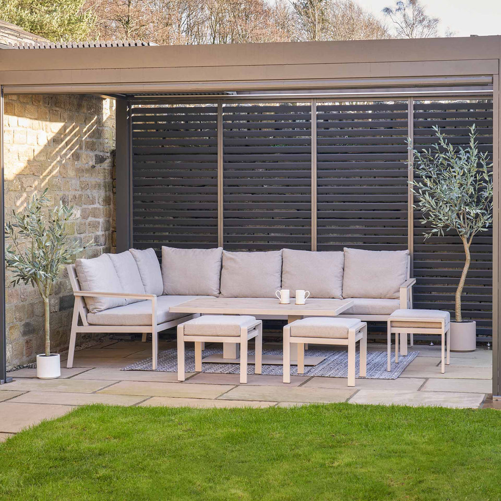 Amari Latte Outdoor Corner Seating Set with Adjustable Table | Outdoor