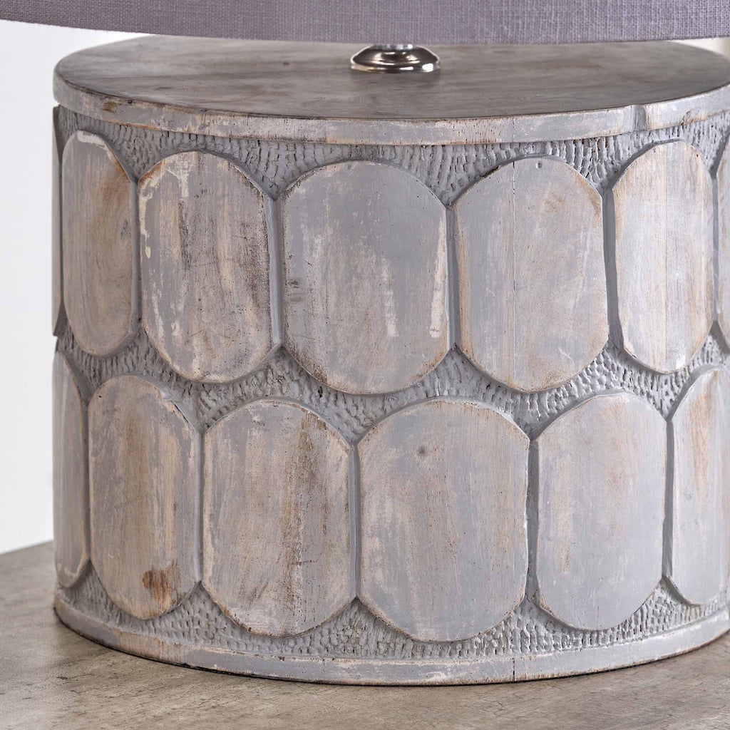 Grey Wood Wide Table Lamp | Lighting | Rūma