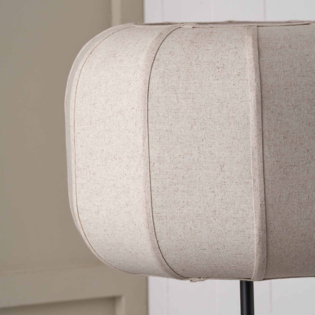 Black and Natural Linen Structured Floor Lamp | Lighting