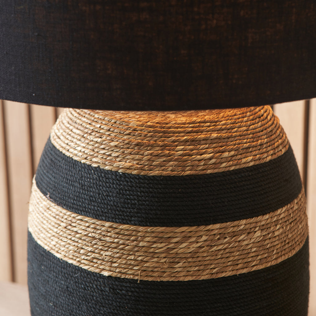 Black Stripe Seagrass Table Lamp | Lighting | Rūma