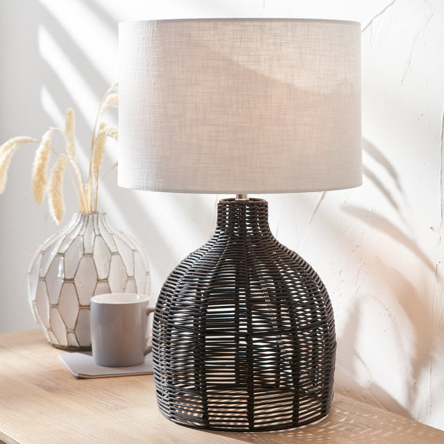Black Rattan Table Lamp | Lighting | Rūma