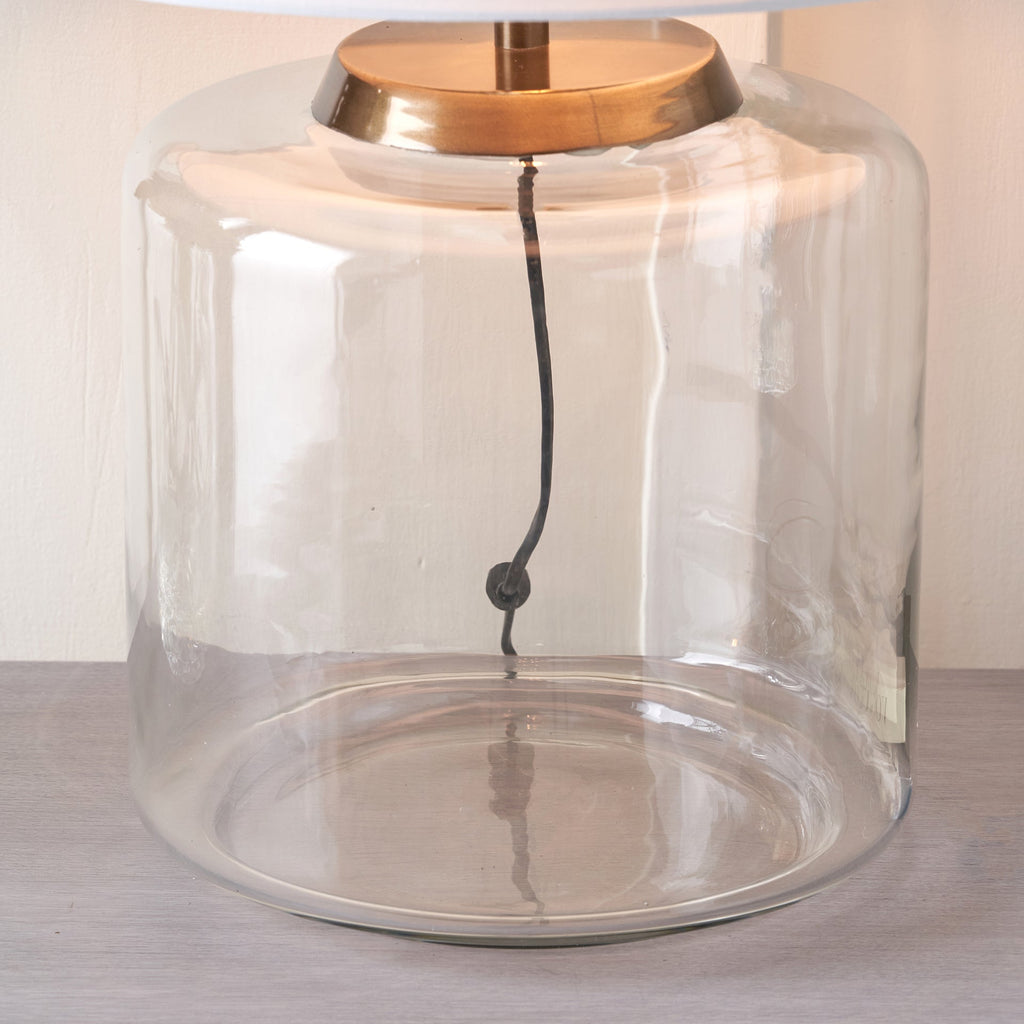 Clear Glass and Antique Brass Large Table Lamp Base | Lighting