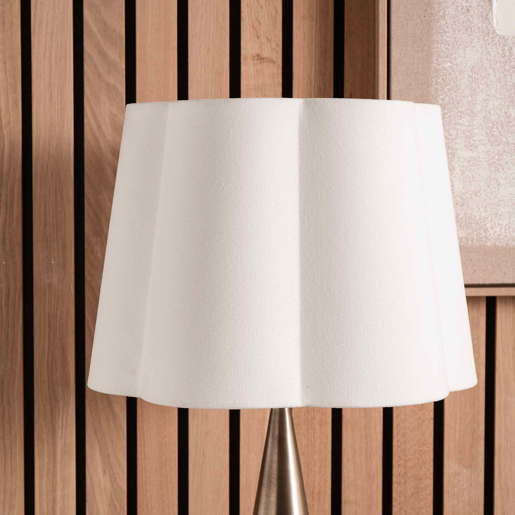 White Handloom Scalloped Tapered Lampshade | Lighting