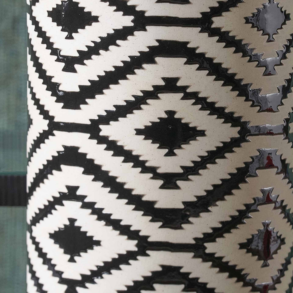 Chimalli Black & White Ceramic Aztec Design Lidded Ginger Jar | Home ...