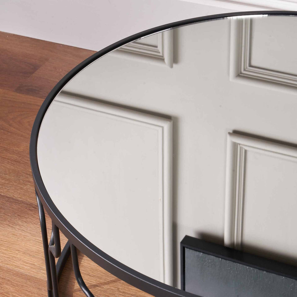 Avellino Mirrored Glass & Graphite Coffee Table | Furniture | Rūma