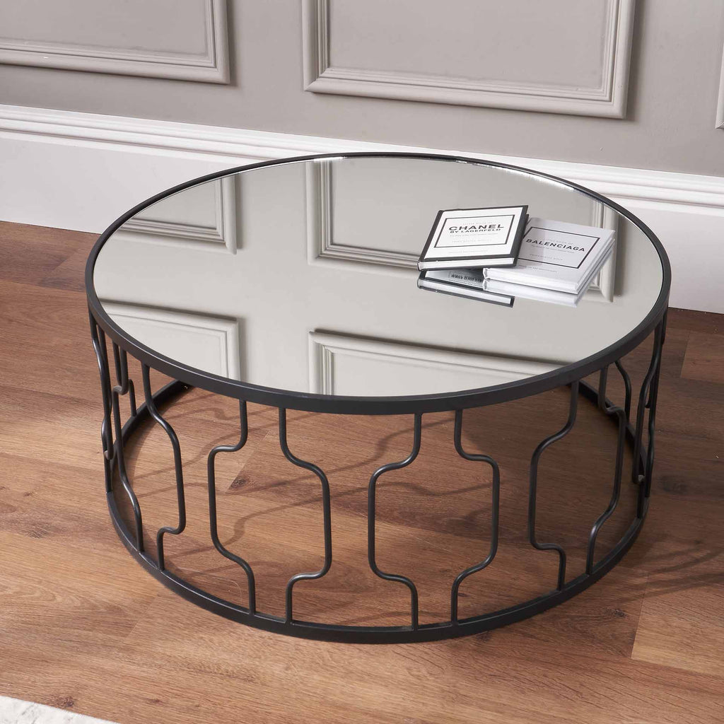 Avellino Mirrored Glass & Graphite Coffee Table | Furniture
