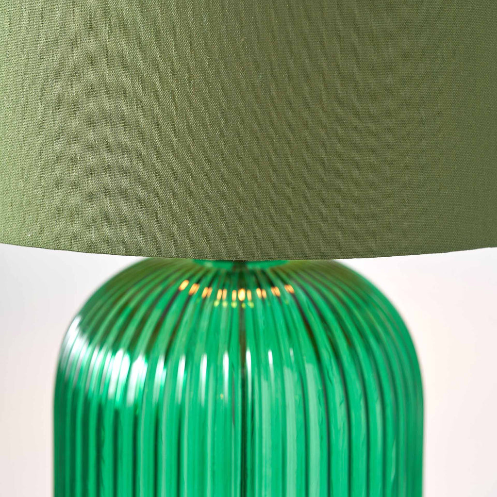 Designers Guild Varese Emerald Ribbed Glass Table Lamp | Lighting