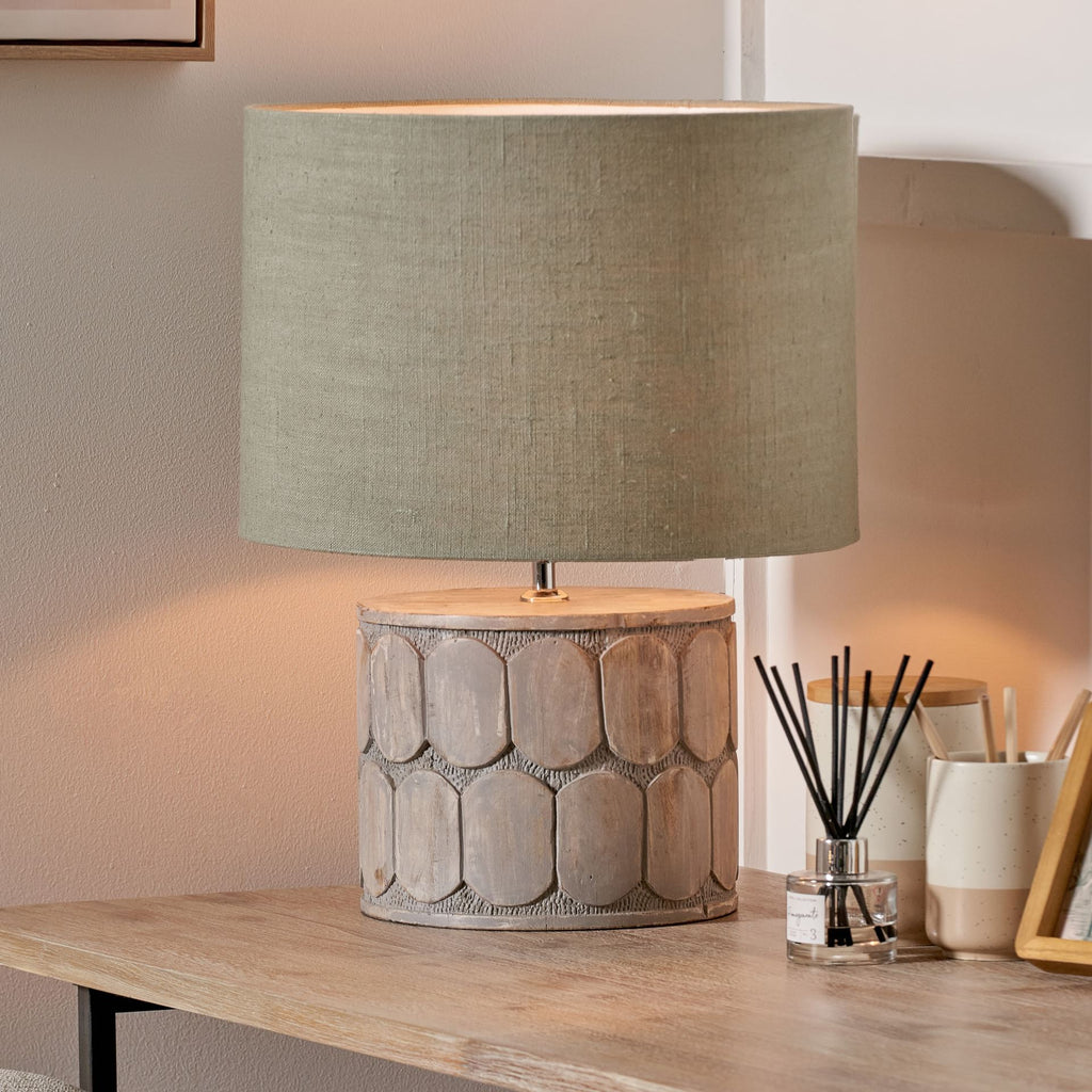 Grey Wood Wide Table Lamp | Lighting | Rūma