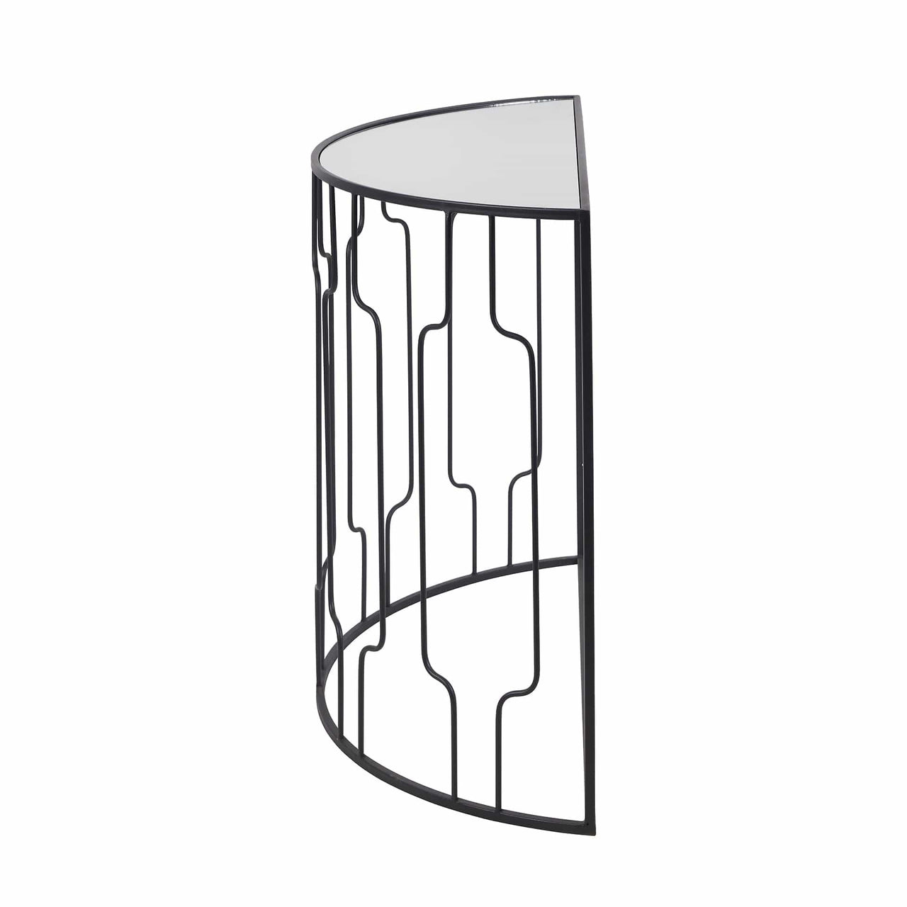 Mirrored Glass and Graphite Half Moon Console Table | Furniture | Rūma