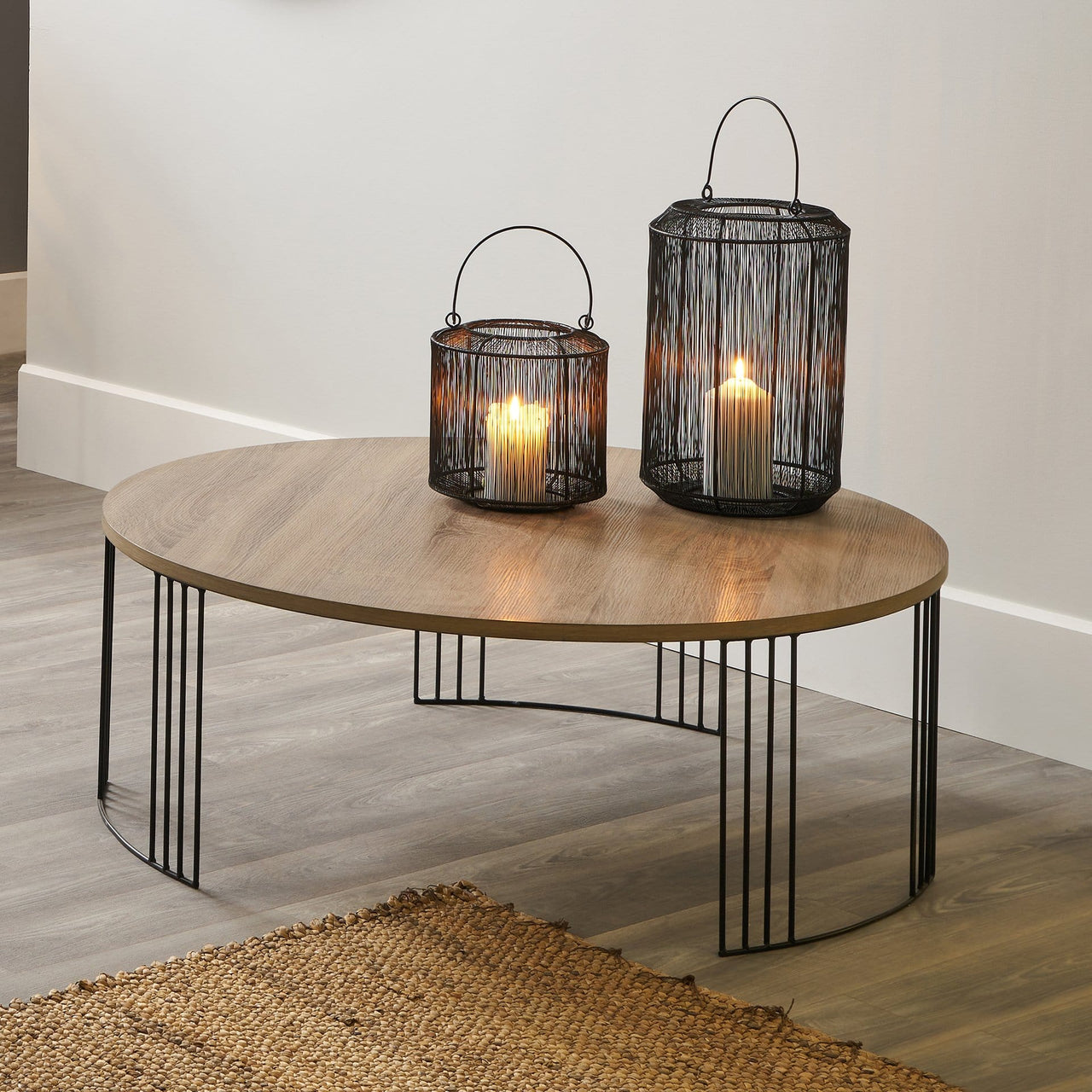 Dark Wood and Black Metal Round Coffee Table | Furniture | Rūma