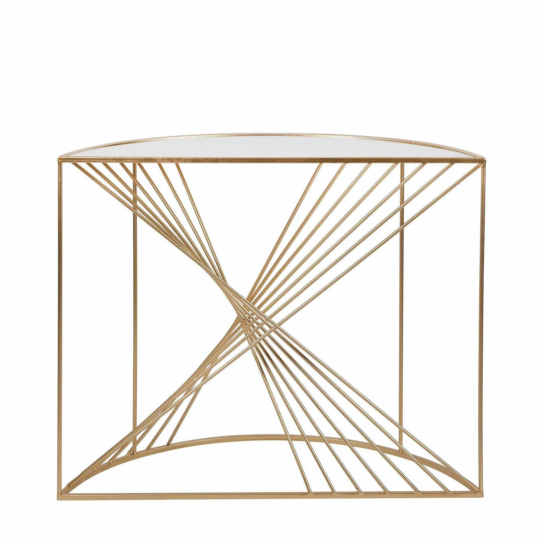 Glass and Gold Metal Half Moon Console Table | Consoles and Desks | Rūma