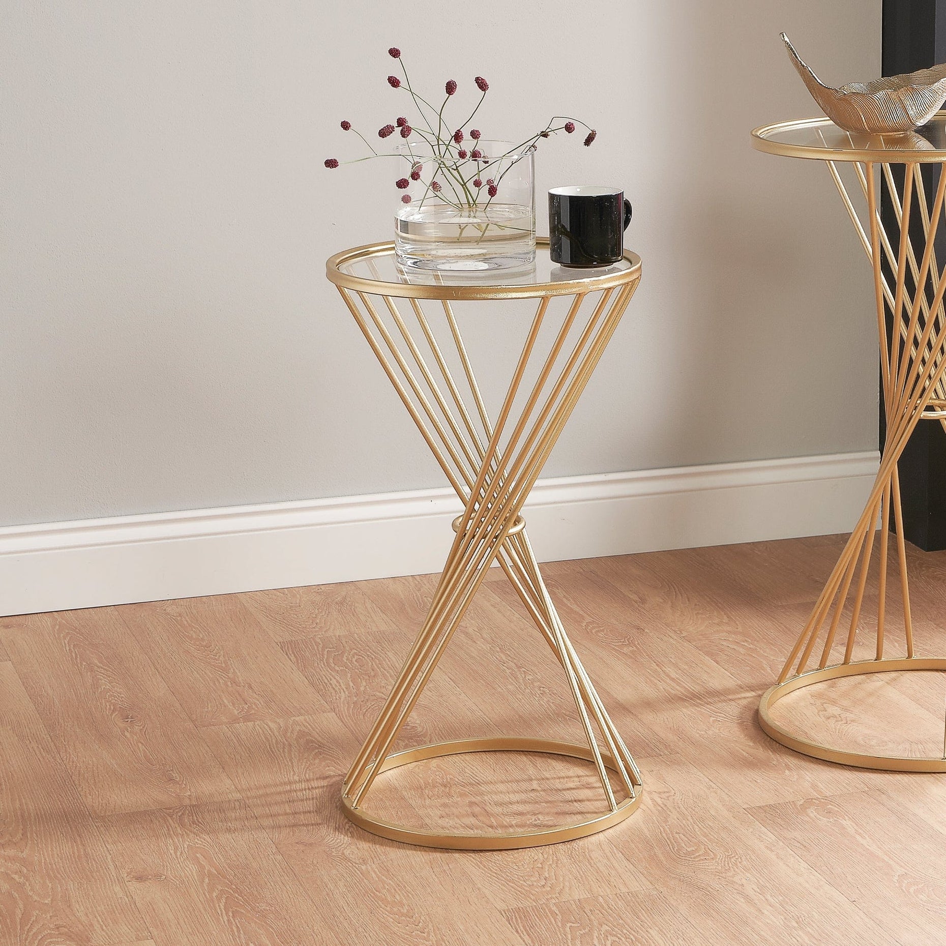 Glass and Gold Metal Small Side Table | Tables