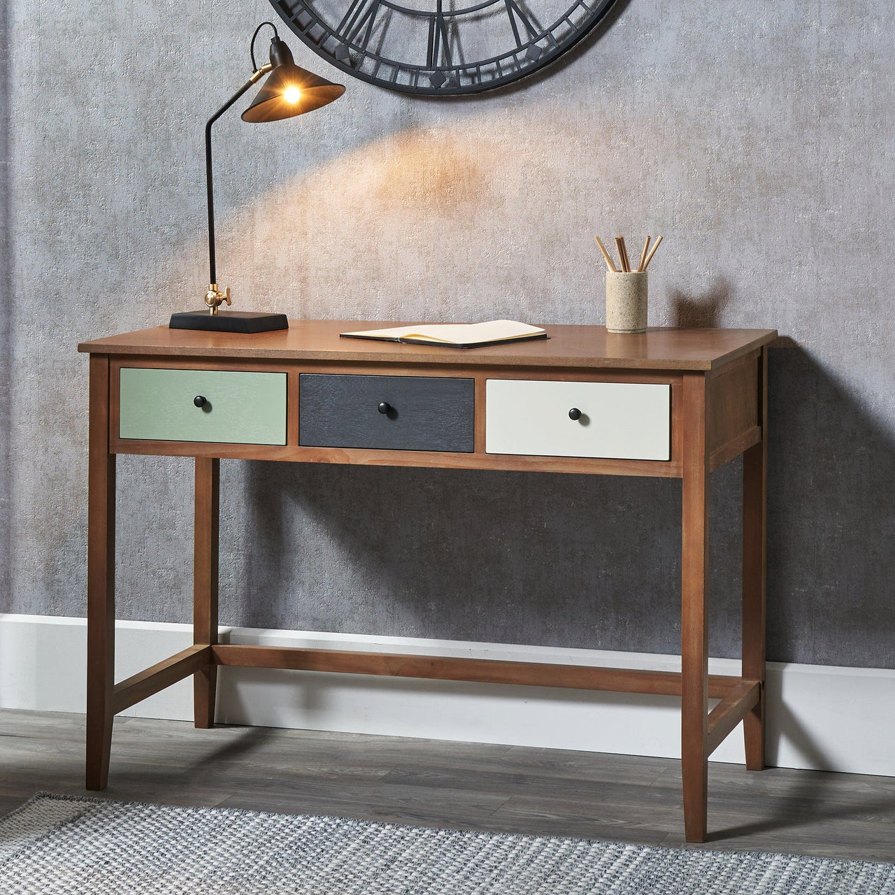Sage 3 Drawer Pine Wood Desk | Furniture | Rūma