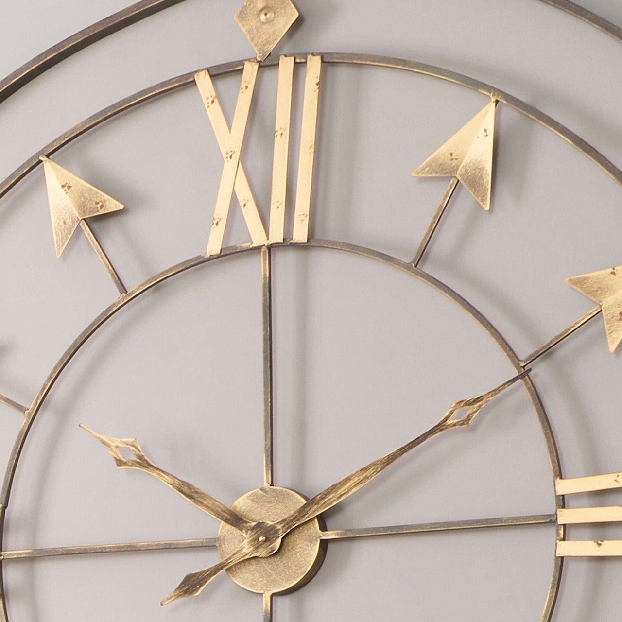 Grey & Gold Metal Large Skeleton Wall Clock | Home Accents