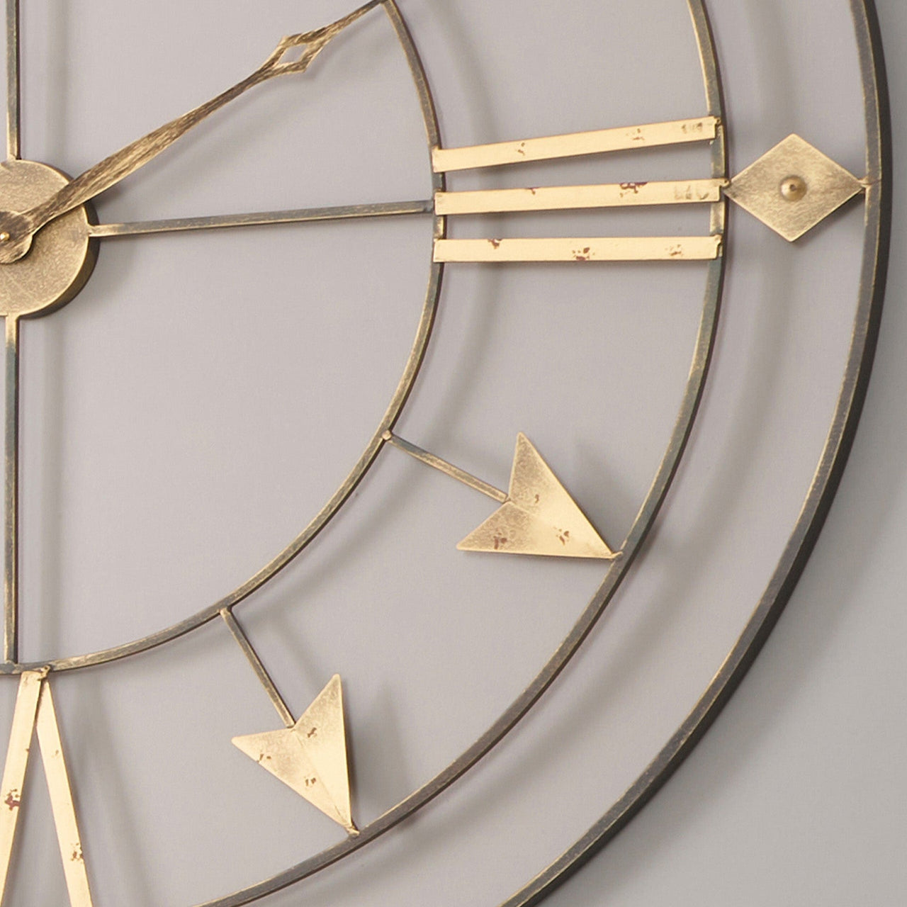 Grey & Gold Metal Large Skeleton Wall Clock | Home Accents