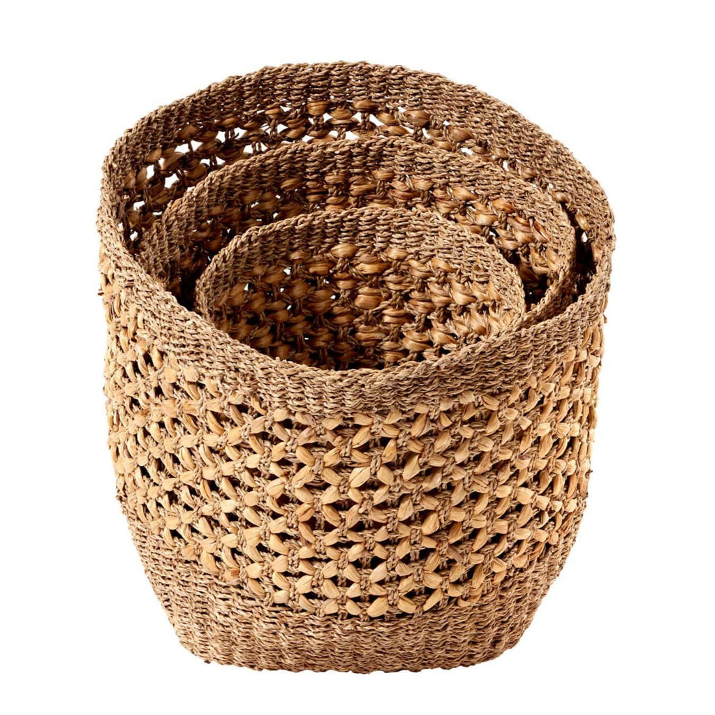Woven Natural Tall Round Baskets Set | Home Accents