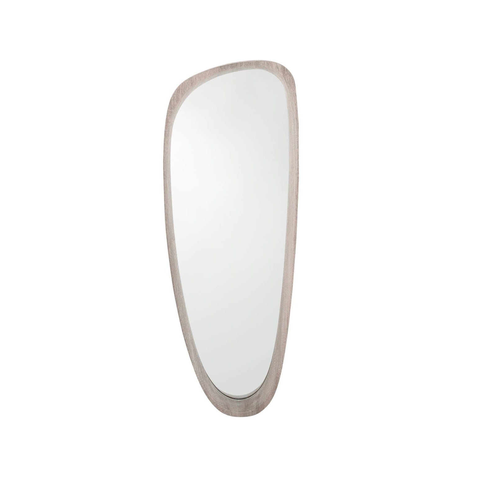 Grey Oak Wood Veneer Teardrop Shaped Mirror | Home Accents