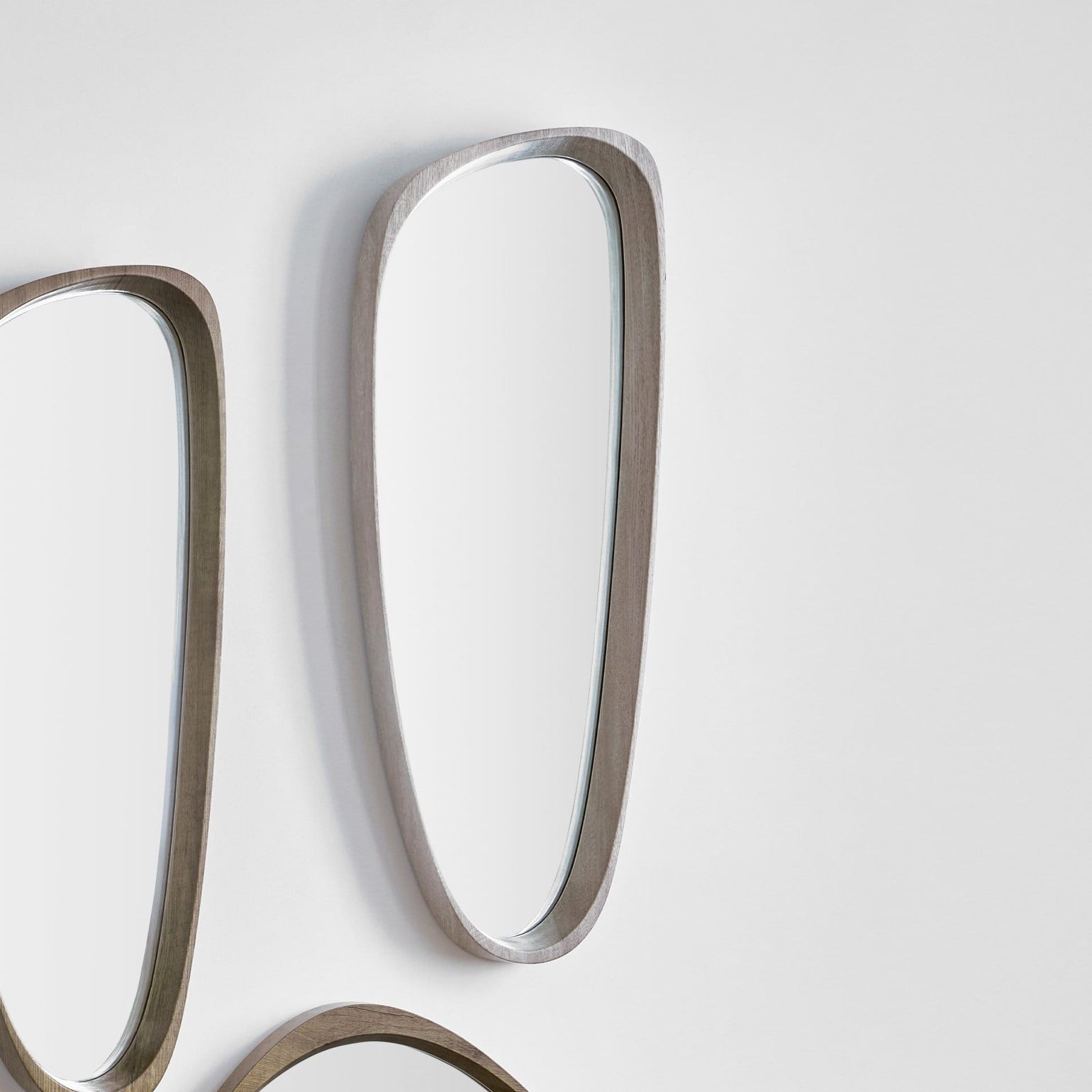 Grey Oak Wood Veneer Teardrop Shaped Mirror | Home Accents