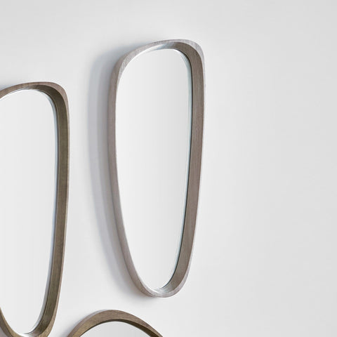 Grey Oak Wood Veneer Teardrop Shaped Mirror | Home Accents