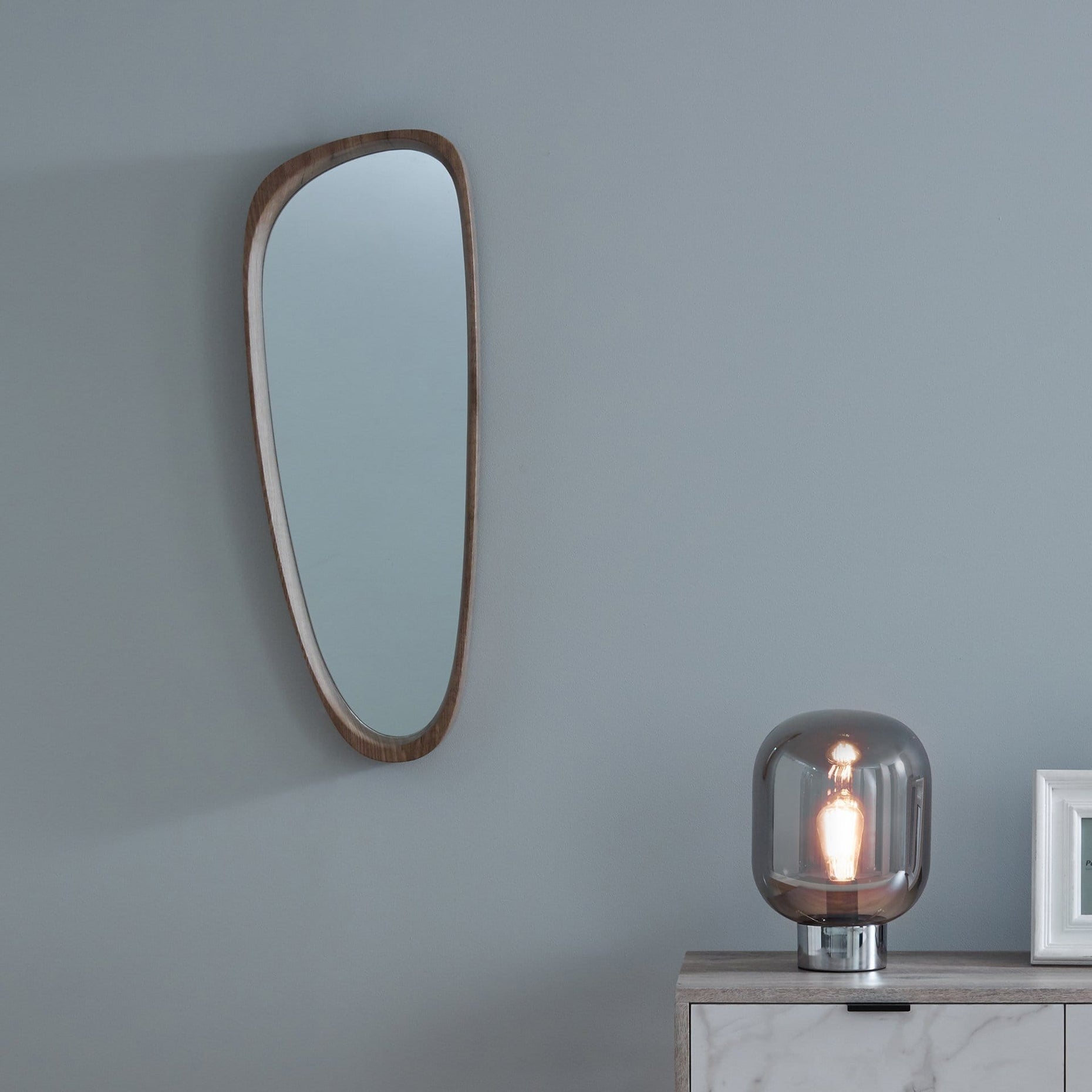 Natural Wood Veneer Teardrop Shaped Mirror | Home Accents