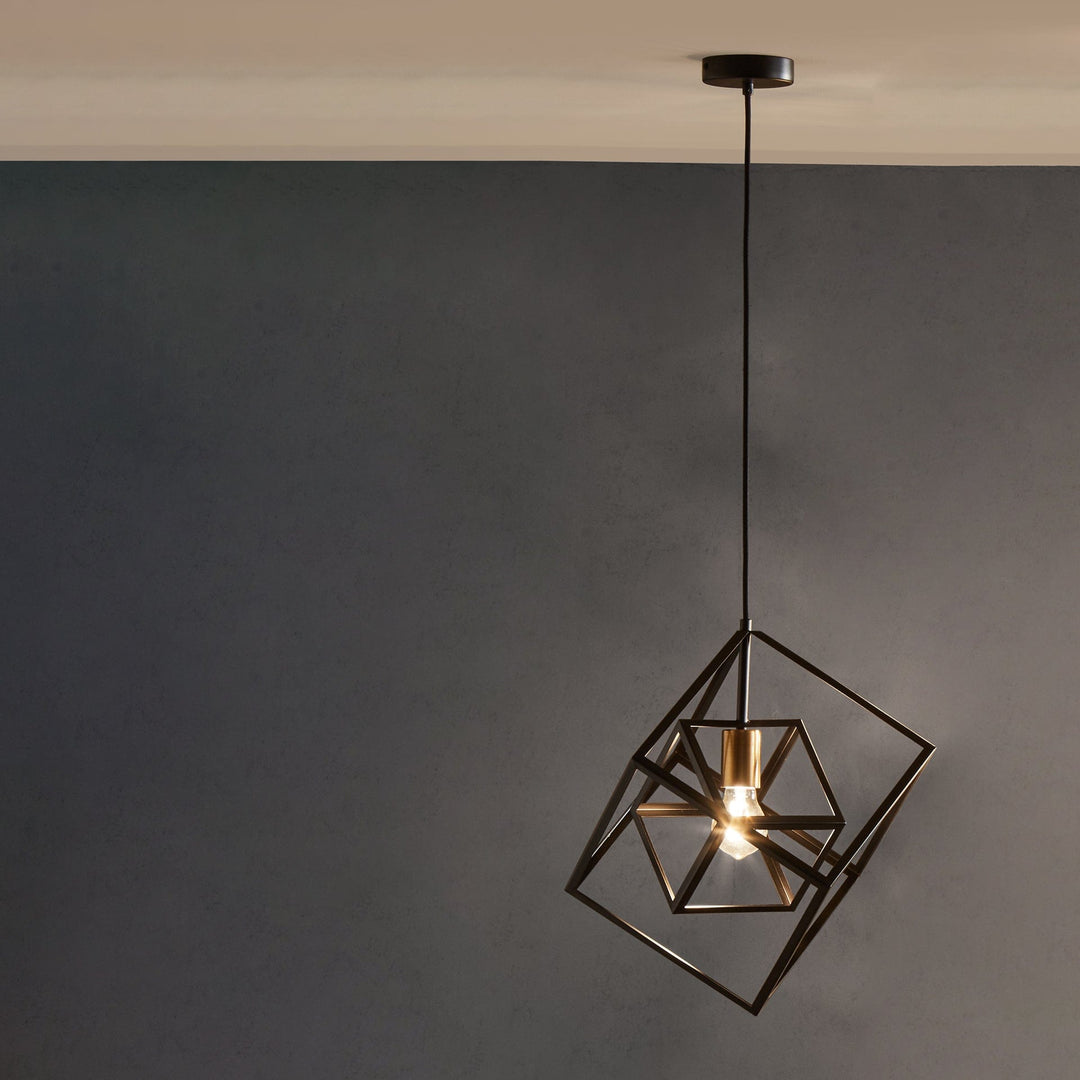Matt Black Metal Cube Pendant | Lighting | Rūma