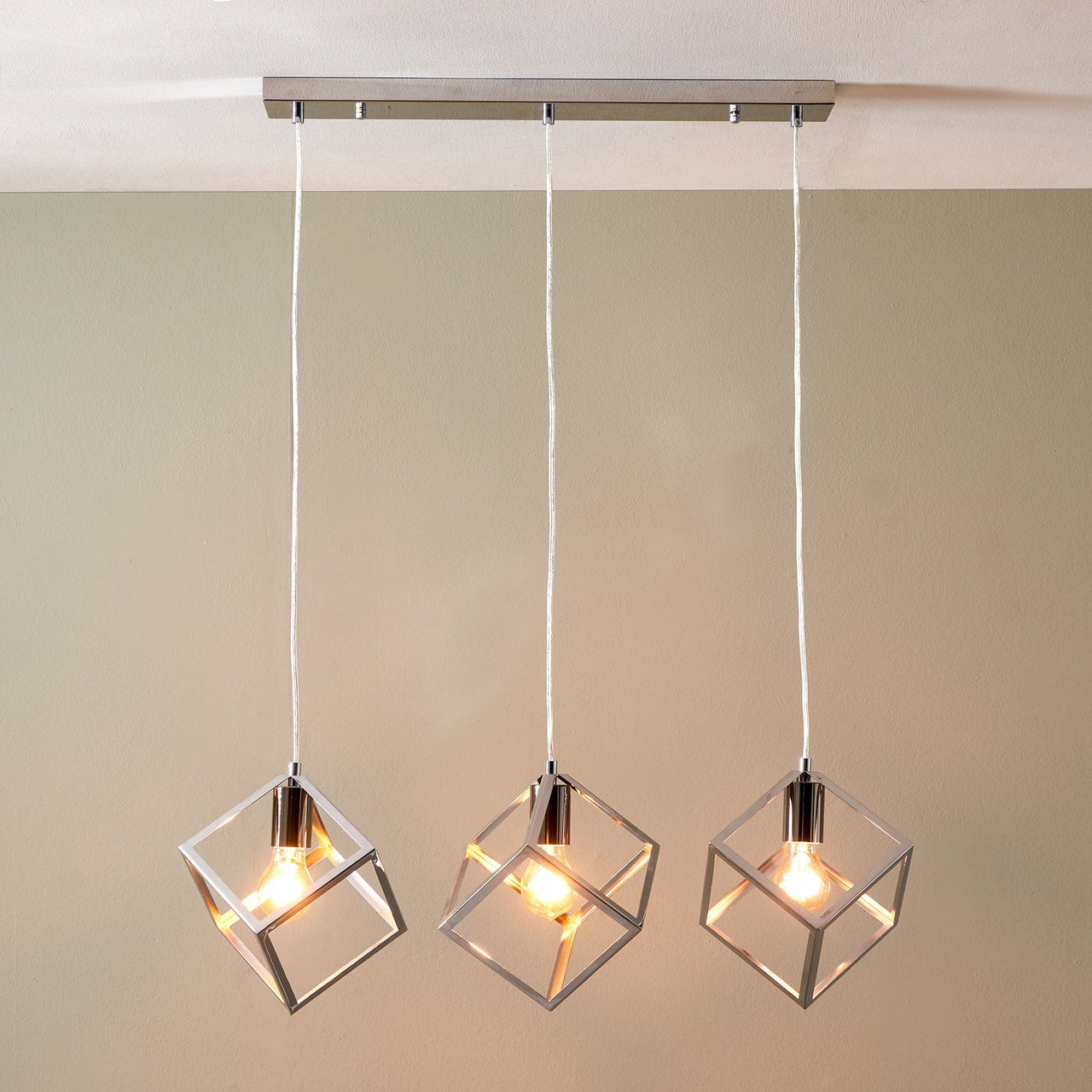 Silver Three Cube Pendant | Lighting | Rūma