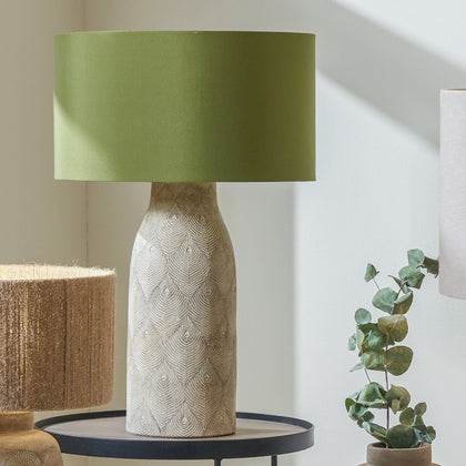 Matt Grey Feather Stoneware Table Lamp | Lighting | Rūma