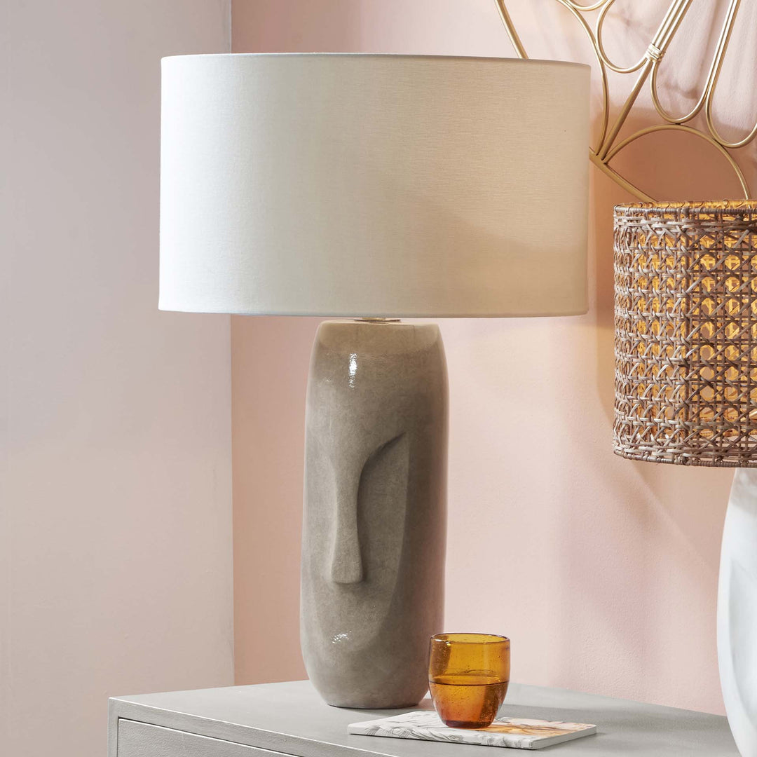 Grey Face Design Tall Stoneware Table Lamp | Lighting | Rūma