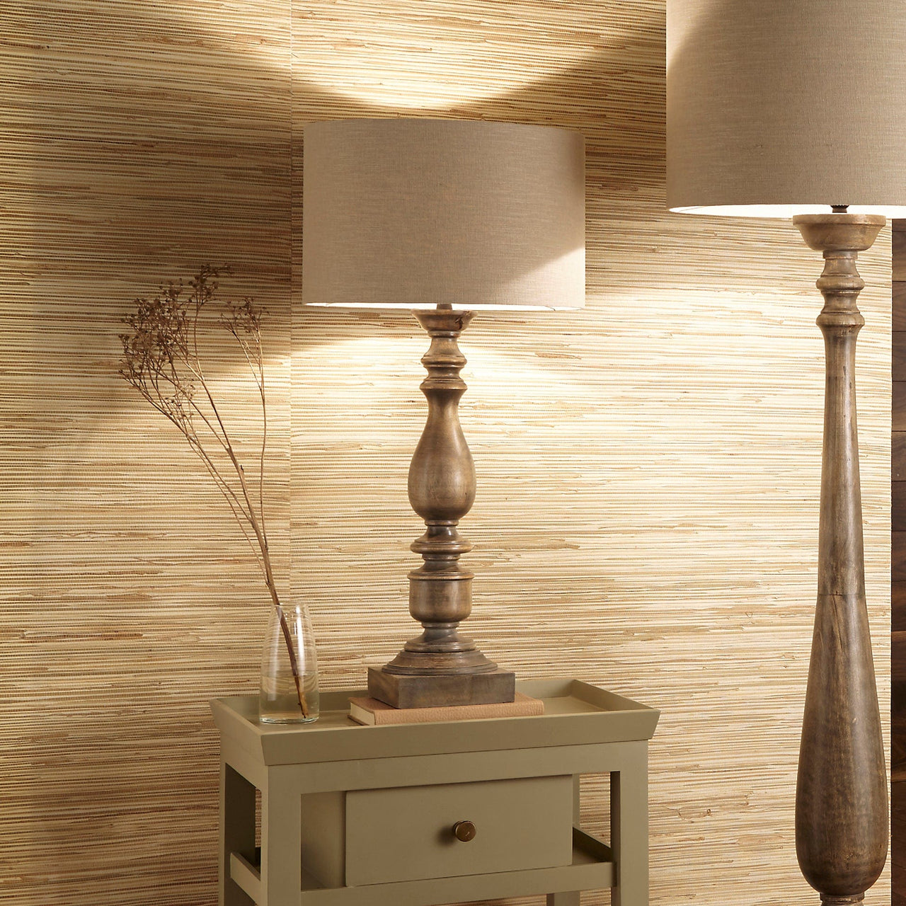 Grey Wash Turned Mango Wood Table Lamp | Lighting | Rūma