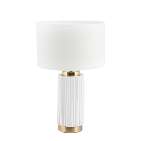 White Textured Ceramic and Gold Metal Table Lamp | Lighting | Rūma