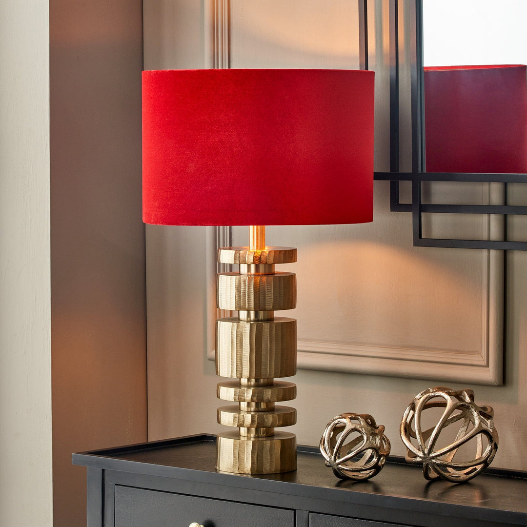 Champagne Gold Metal Stacked Cylinder Table Lamp | Lighting | Rūma