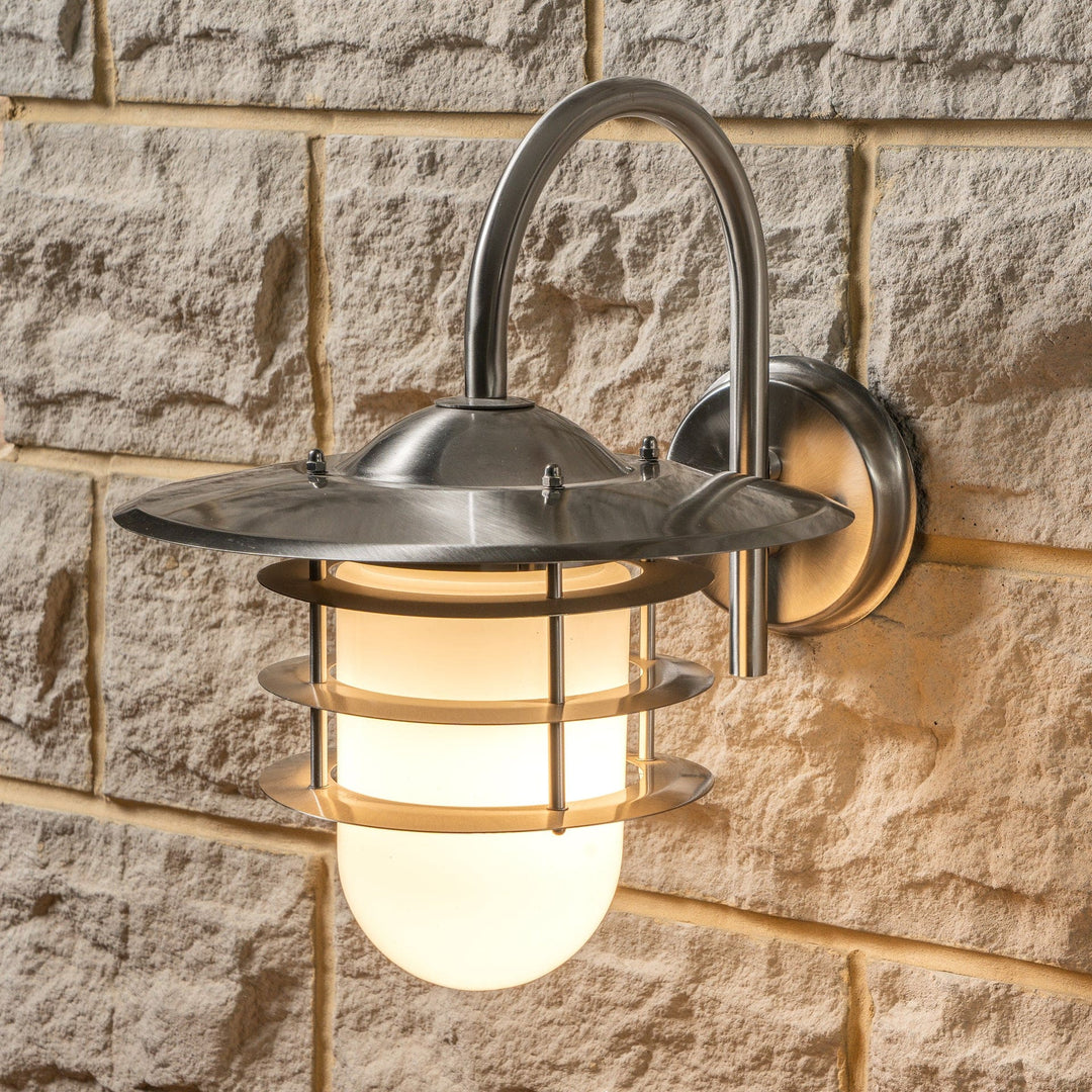 Brushed Steel Metal and Opaque Glass Wall Light | Lighting | Ruma