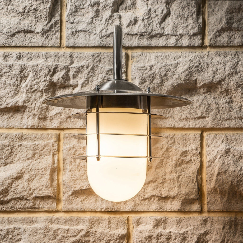 Brushed Steel Metal and Opaque Glass Wall Light | Lighting