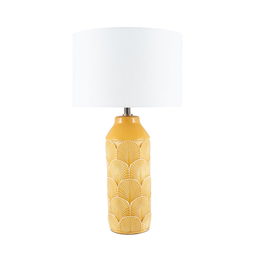 Embossed Mustard Ceramic Table Lamp | Lighting | Rūma