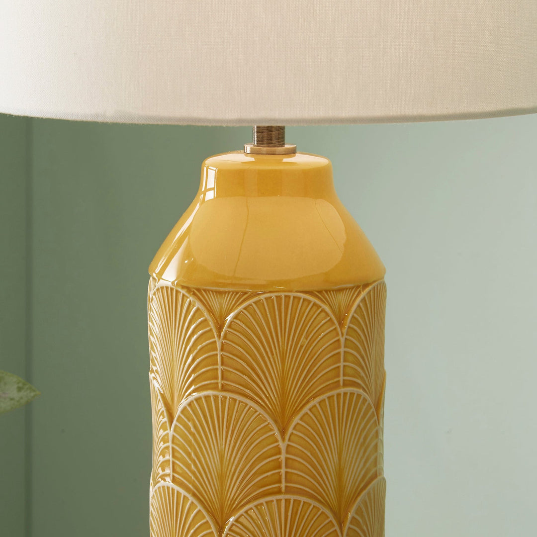 Embossed Mustard Ceramic Table Lamp | Lighting | Rūma