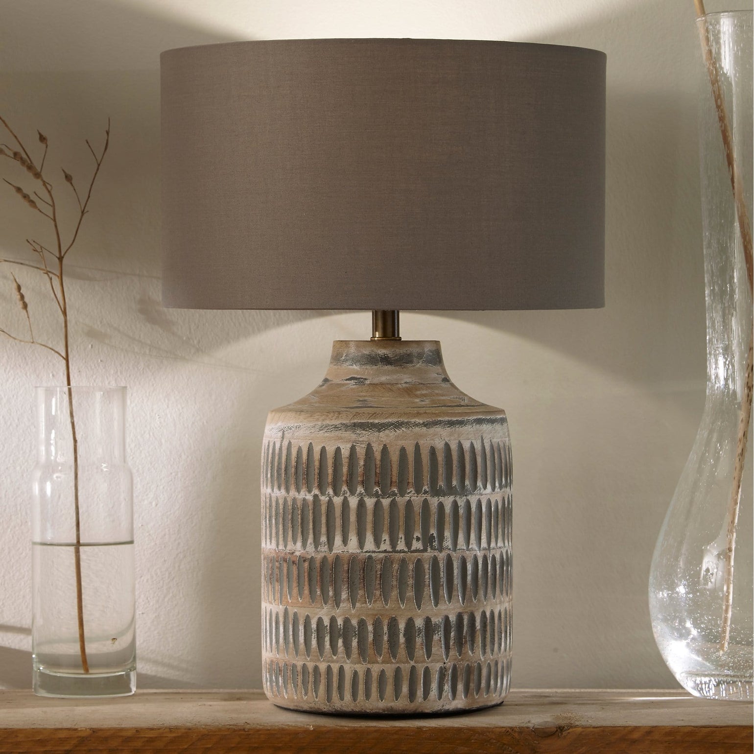 Grey Textured Table Lamp | Home Lighting | Rūma