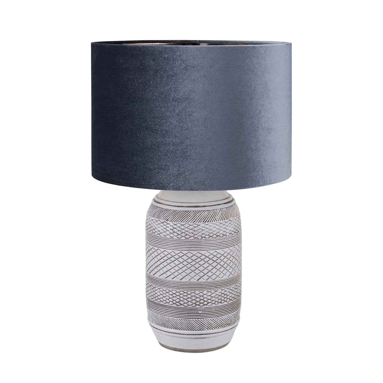 White and Black Textured Stoneware Table Lamp | Lighting | Rūma