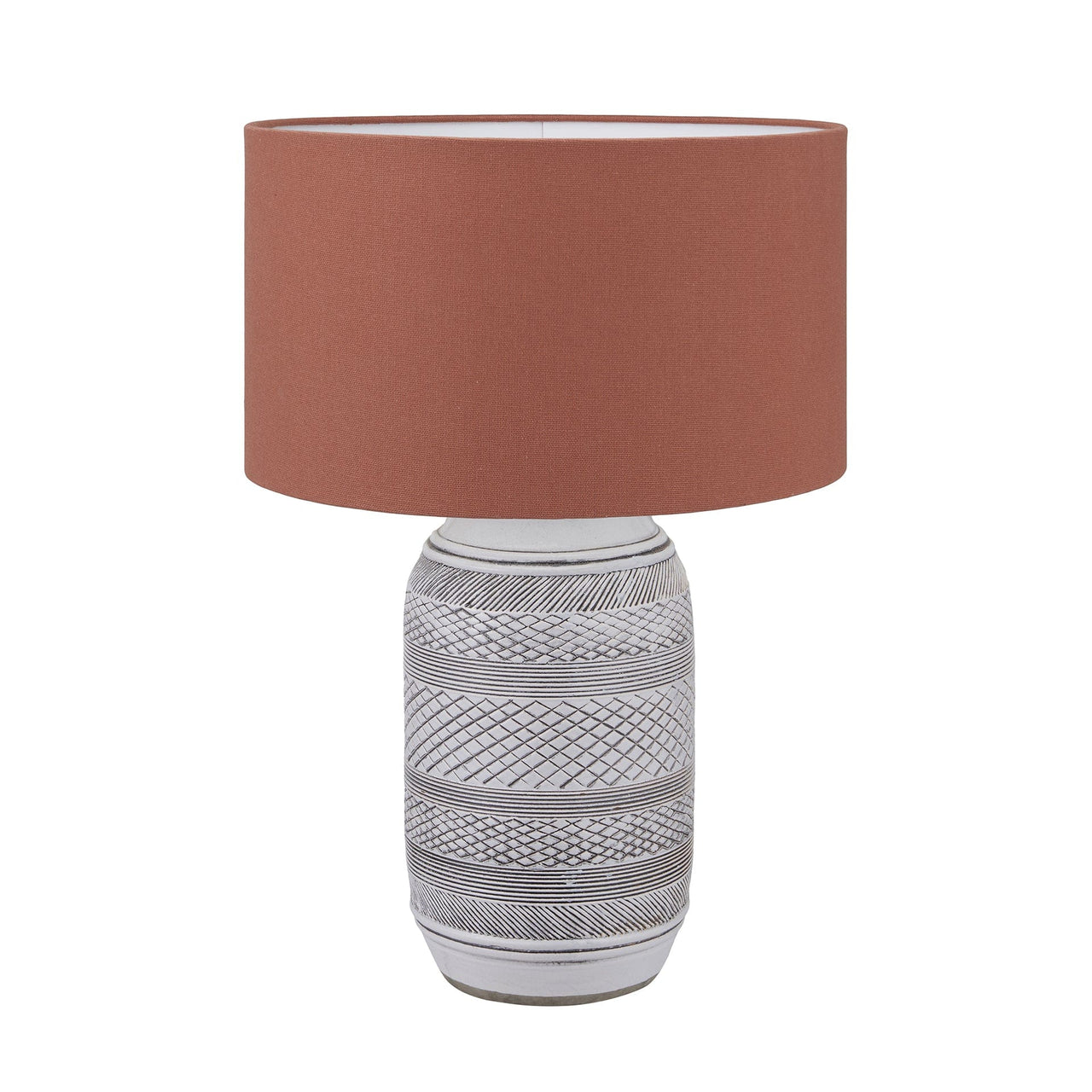 White and Black Textured Stoneware Table Lamp | Lighting | Rūma