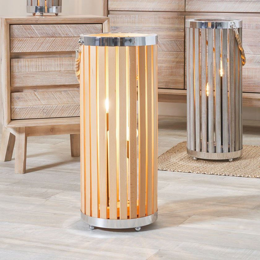 Natural Wood Lantern Floor Lamp | Lighting