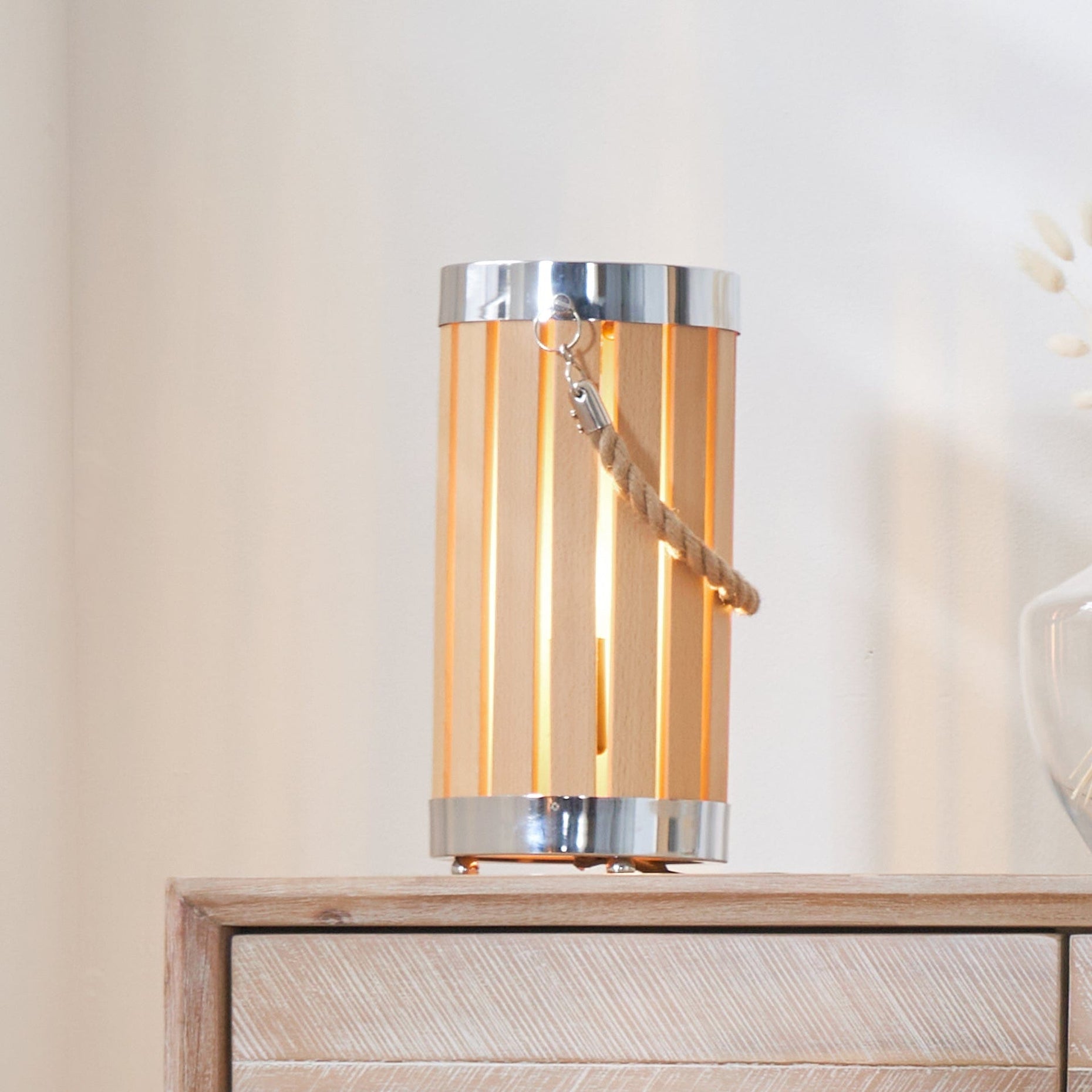 Natural Wash Wood Lantern Table Lamp | Lighting | Rūma