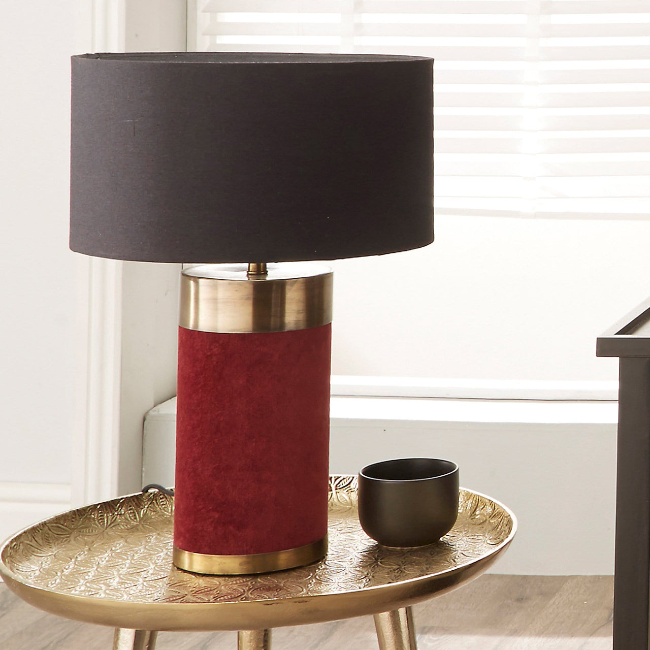 Red Velvet Table Lamp | Home Lighting