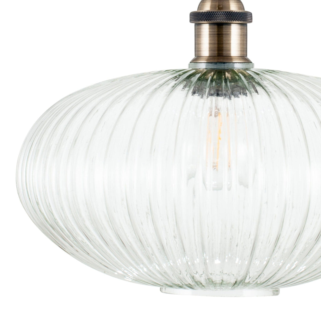 Clear Ribbed Glass Oval Pendant | Lighting