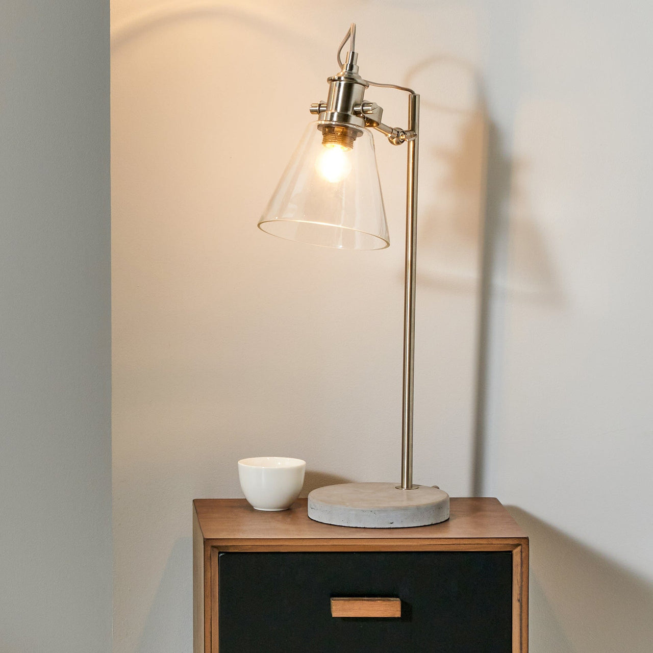 Concrete, Chrome and Glass Table Lamp | Lighting | Rūma