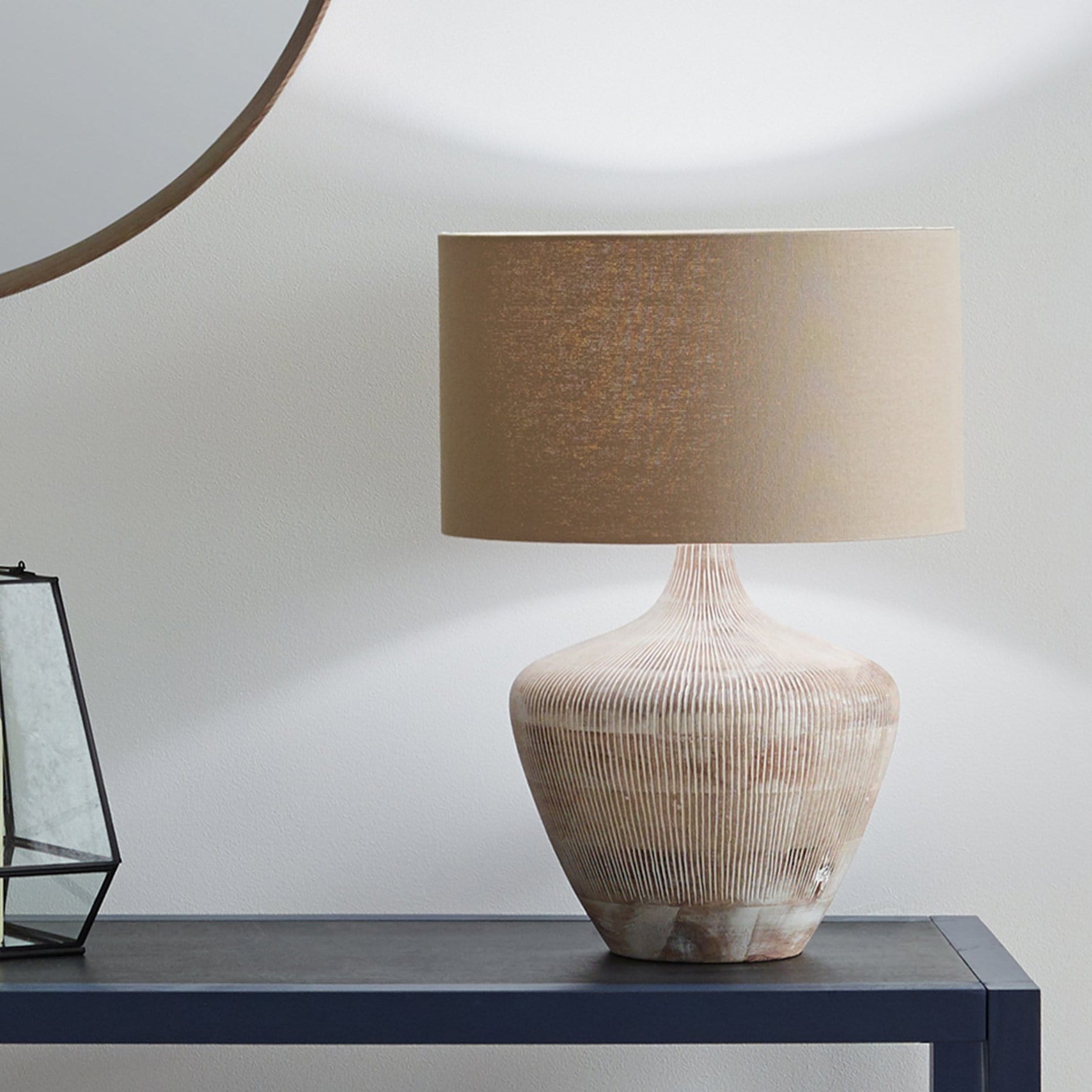 White Wash Textured Wood Table Lamp | Lighting