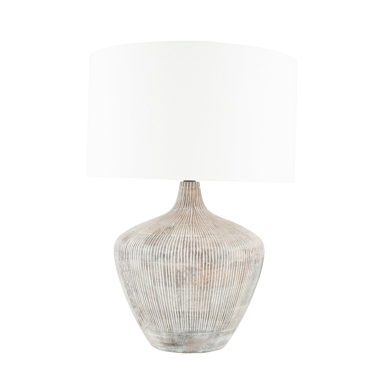 White Wash Textured Wood Table Lamp | Lighting