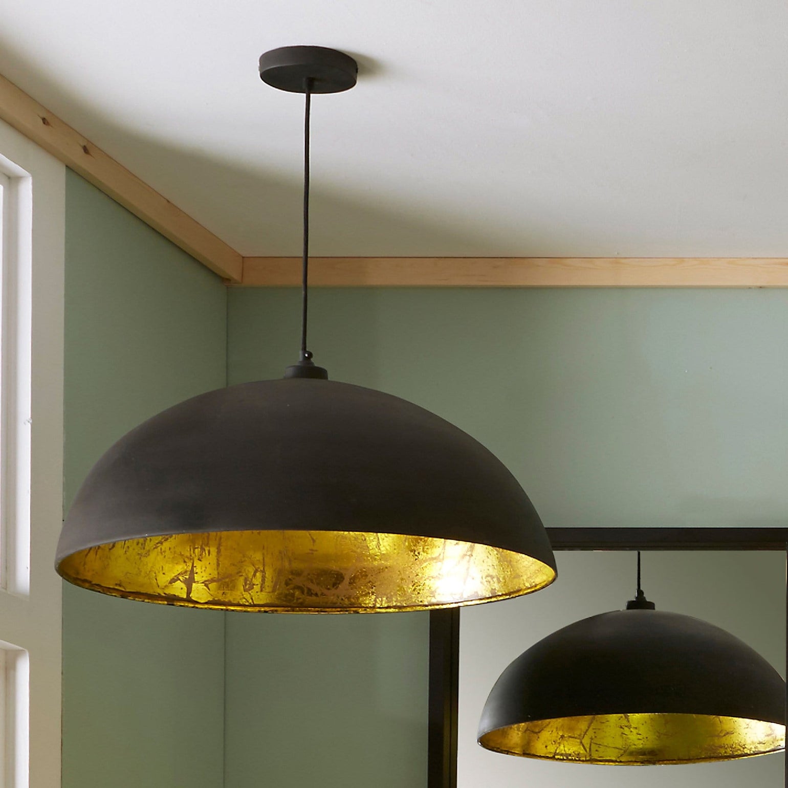 Black And Gold Dome Pendant Light