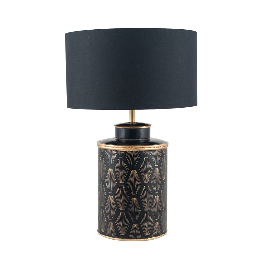 Black Art Deco Hand Painted Table Lamp | Lighting | Ruma