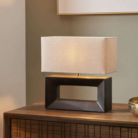 Black Rectangular Ceramic Table Lamp | Lighting