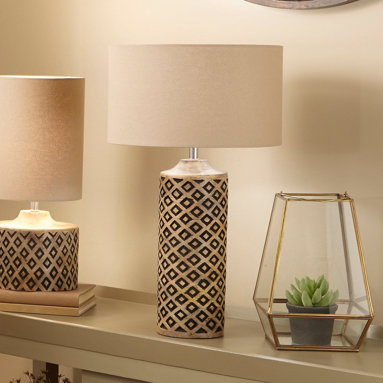 Tall Wooden Diamond Table Lamp | Lighting | Ruma