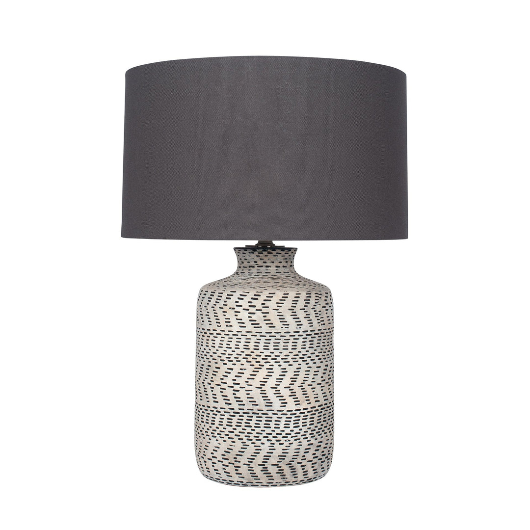 Textured Natural and Black Stoneware Table Lamp | Lighting | Rūma